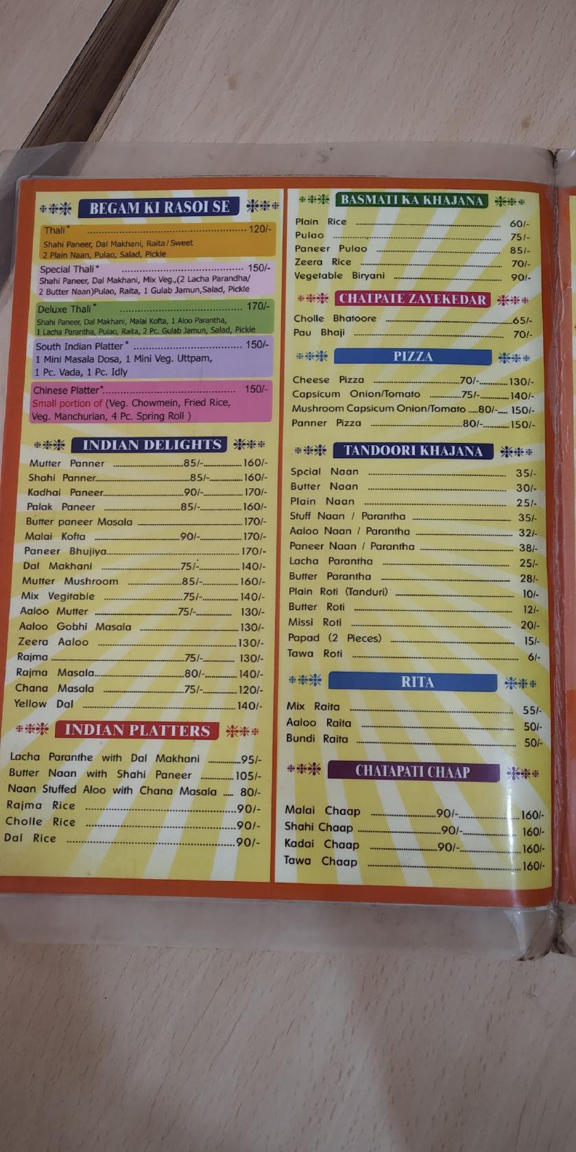 Menu at Gupta Restaurant, New Delhi, Shop No. 56