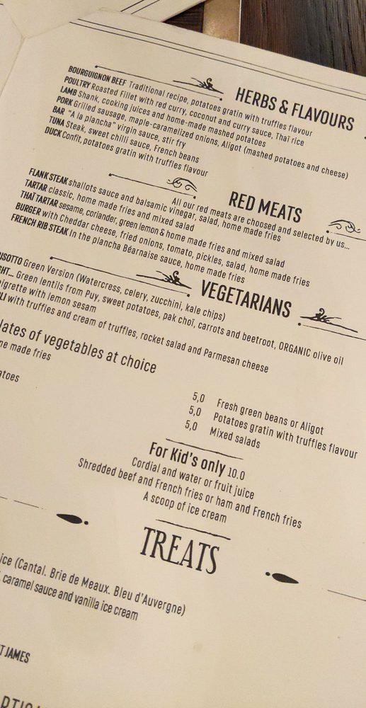Menu at Le Prince Racine cafe, Paris, 22 Rue Monsieur le Prince