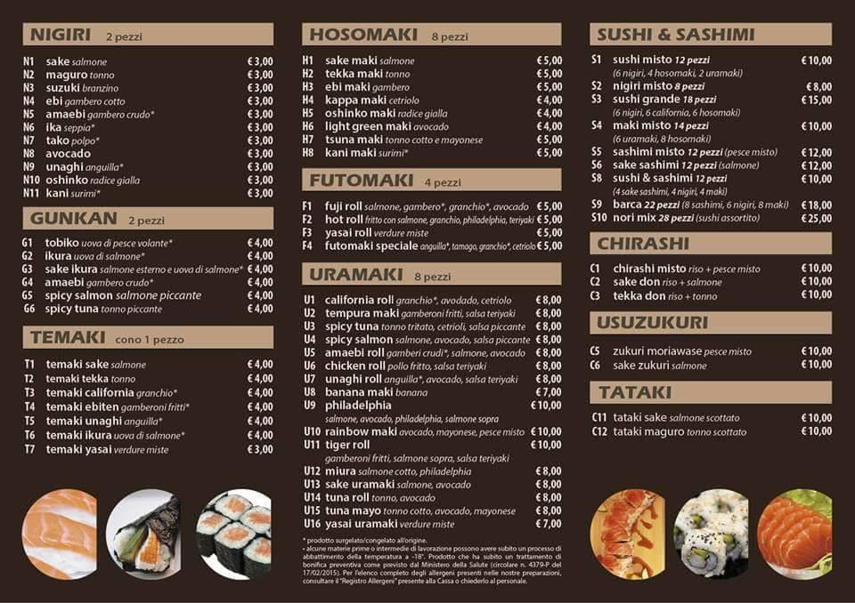 Menu at Kokoro Japanese Restaurant, Massa