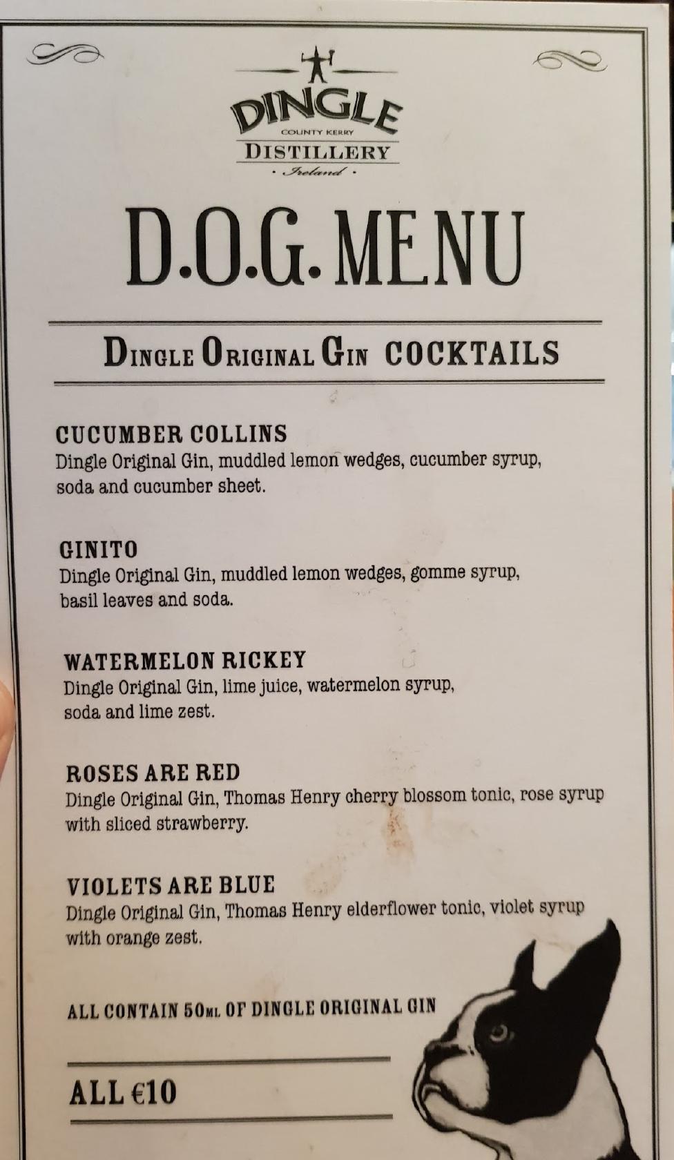 Menu at Porterhouse Temple Bar, Dublin, 16-18 Parliament St