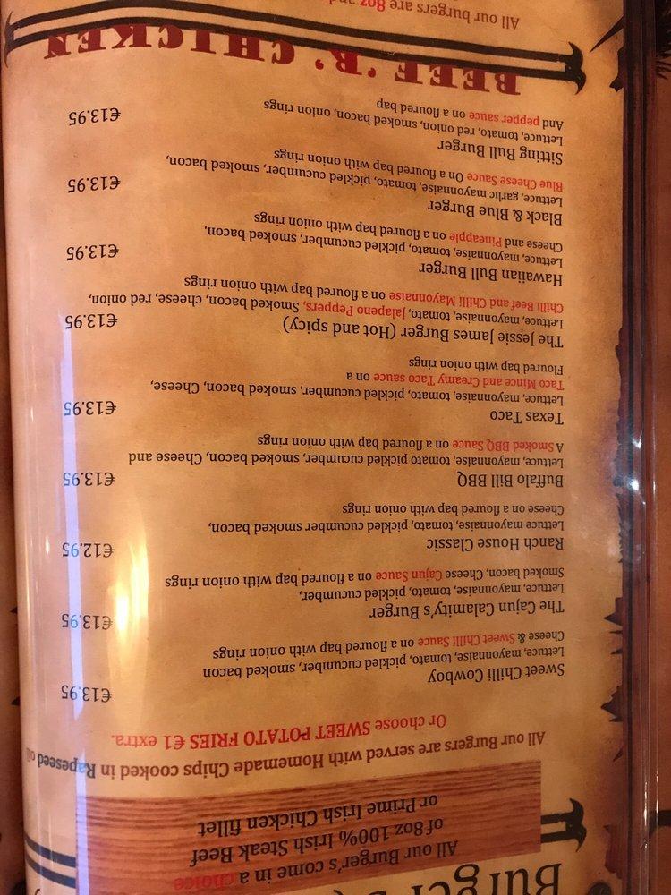 Menu at Rob's Ranch House Killarney pizzeria, Killarney