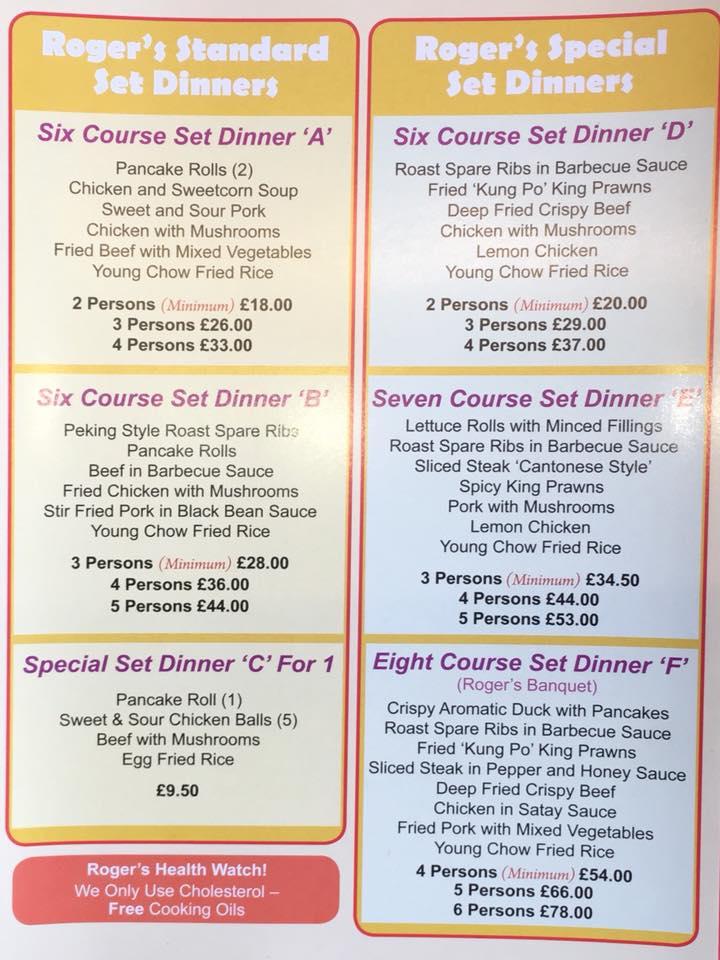 Menu at Rogers Take Away fast food, Llantwit Major