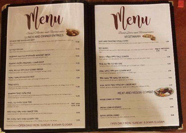 Menu at Bethel Market and Restaurant, Las Vegas