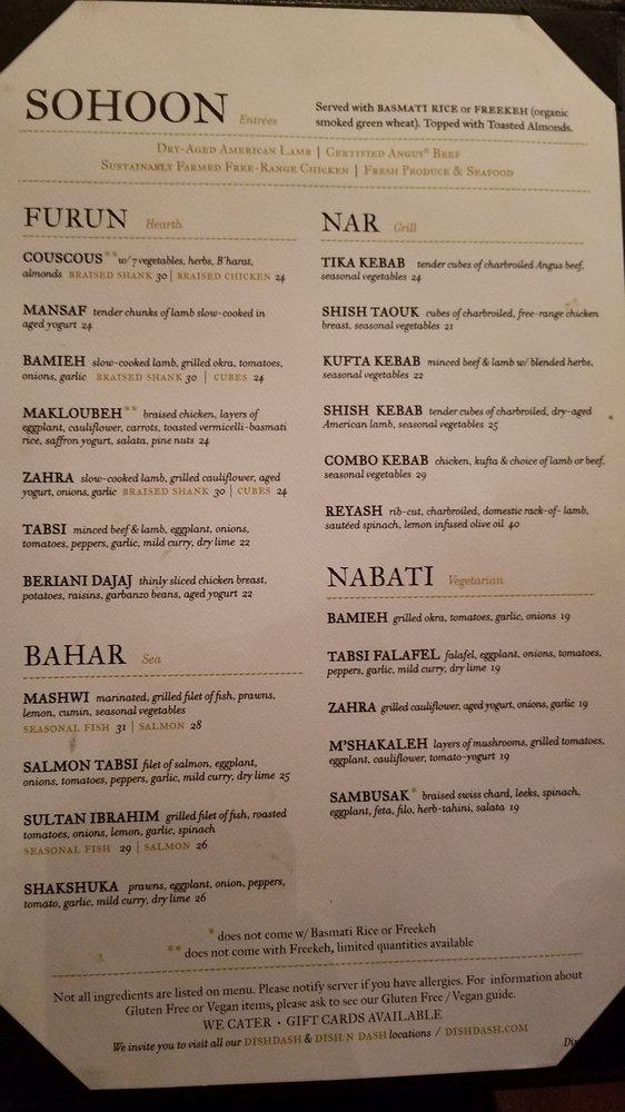 Menu at Dishdash Middle Eastern Cuisine restaurant, Sunnyvale, 190 S ...