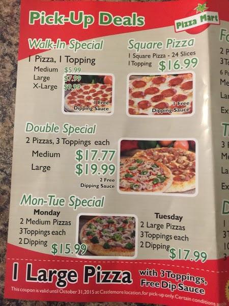 Menu at Pizza Mart pizzeria, Brampton, Ebenezer Rd Unit 11
