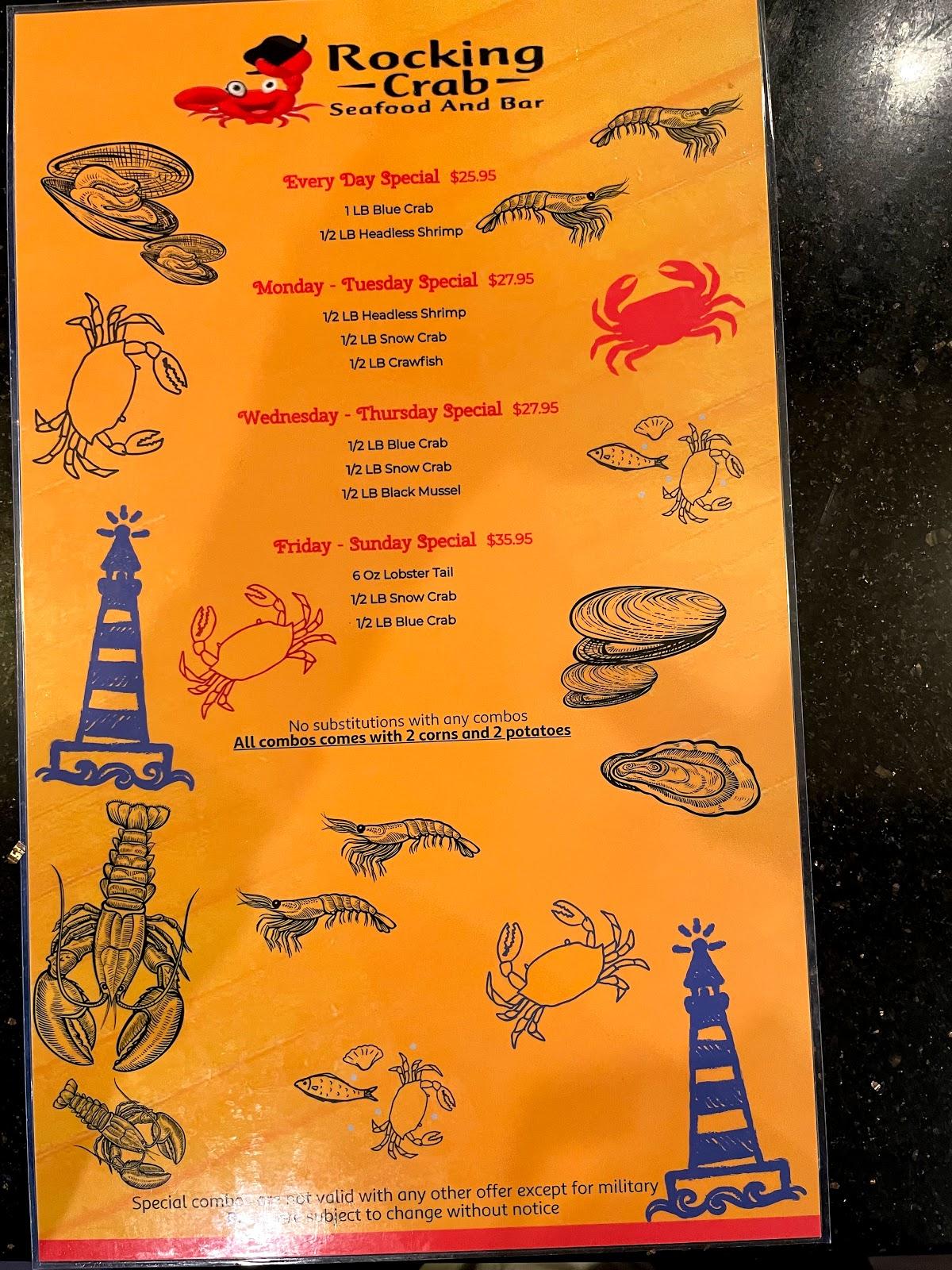Carta del restaurante Rocking Crab, Jacksonville