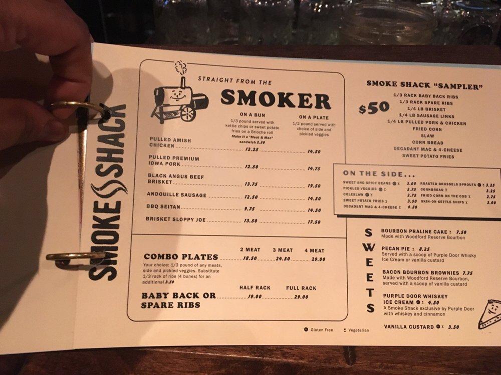 Menu at Smoke Shack BBQ, Milwaukee, 332 N Milwaukee St