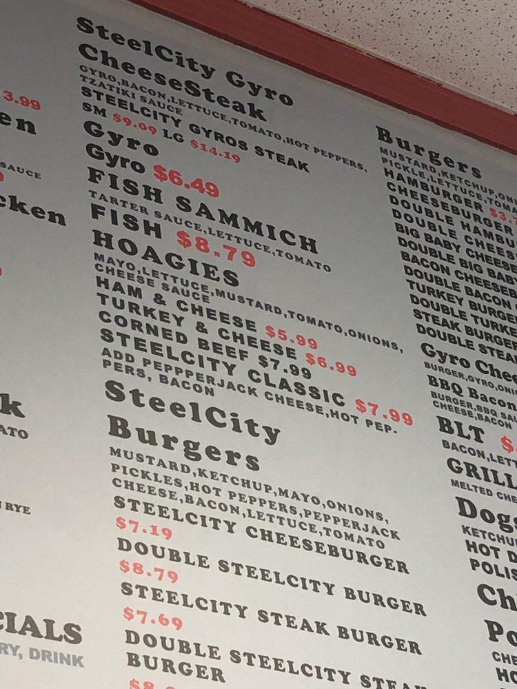Menu at SteelCity CheeseSteaks restaurant, Gary