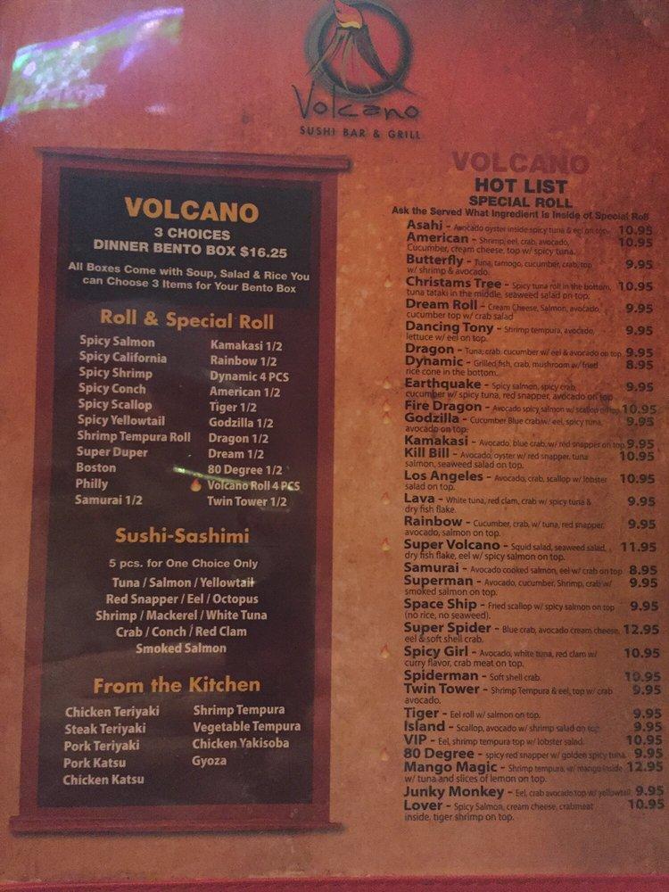 Menu at Volcano Sushi Bar ( General Booth ), Virginia Beach, General ...