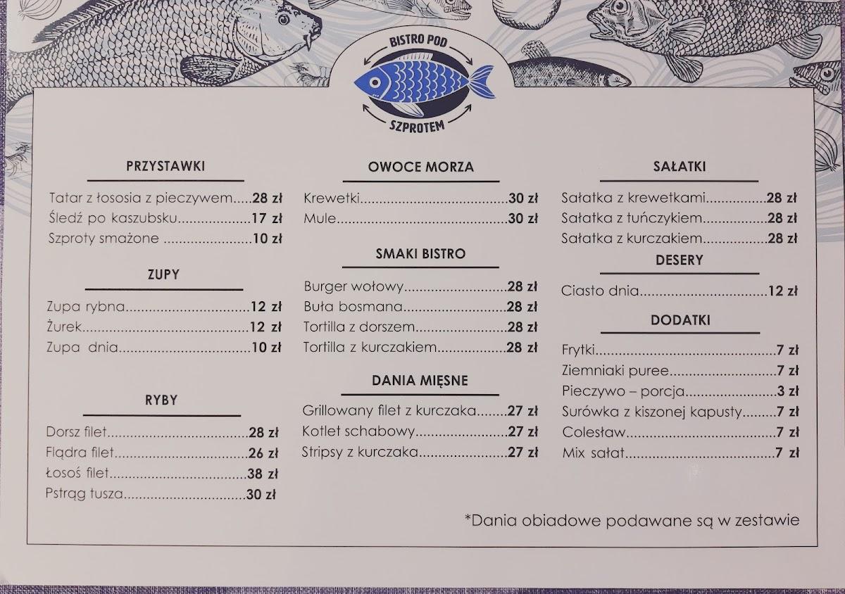 Menu at Bistro pod szprotem restaurant, Mikolow