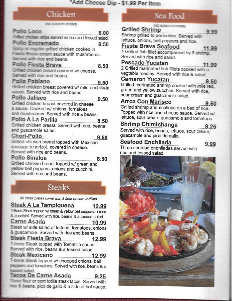 Menu at Fiesta Brava restaurant, Highland, IL-143