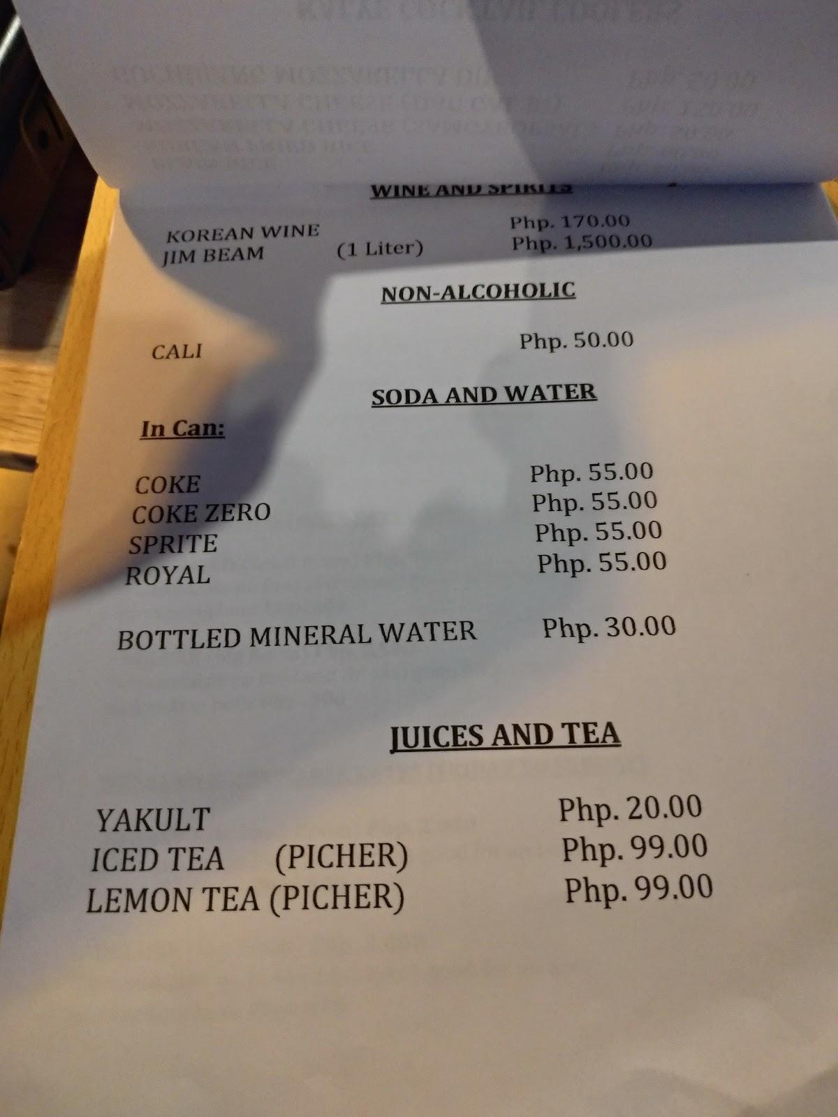 Menu at Kalye Siete Food Hub & KTV restaurant, Zamboanga