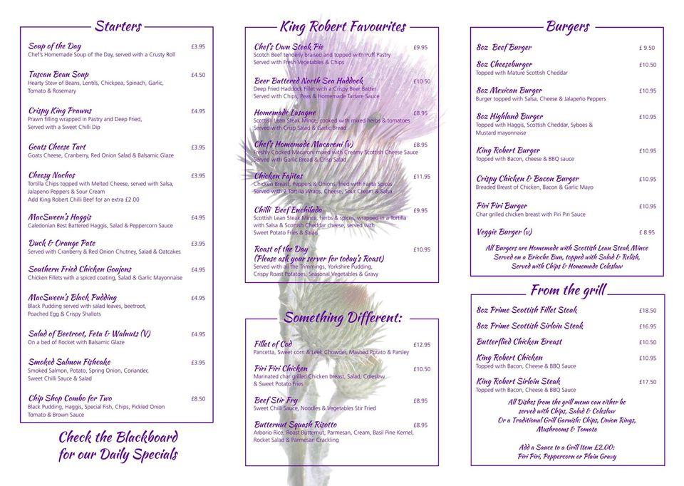 Menu at Bruce's Bistro pub & bar, Stirling