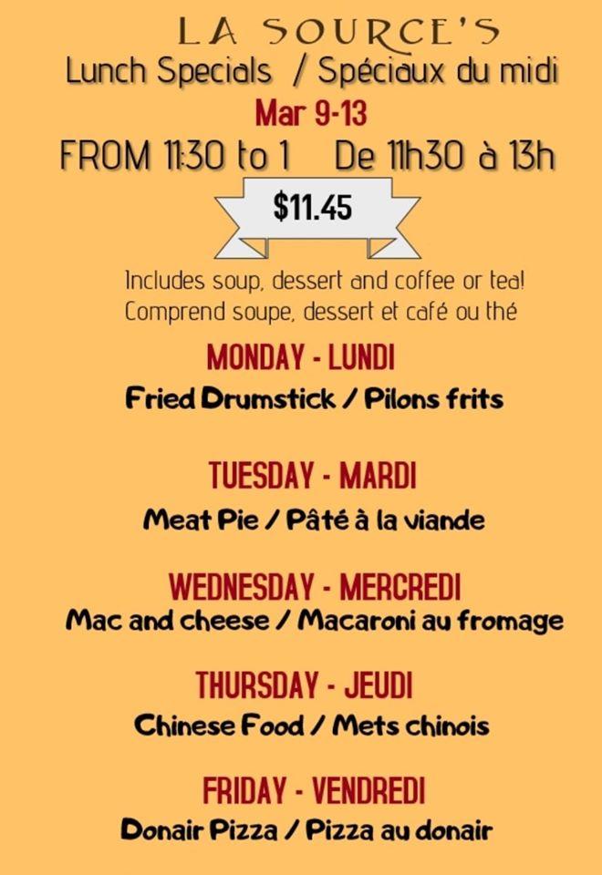 Menu at La Source Restaurant, Charlo