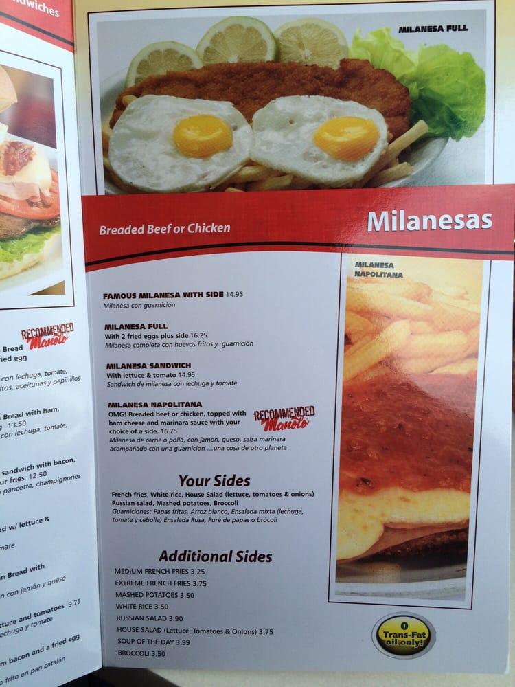 Carta del restaurante Manolo, Miami Beach, Collins Ave