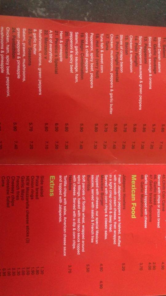 Menu at Persicos pizza fast food, Liversedge