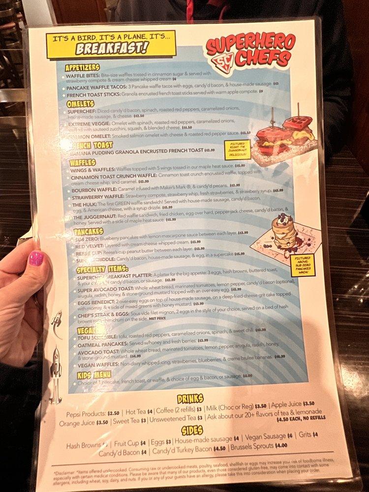 Menu at Superhero Chefs restaurant, Huntsville
