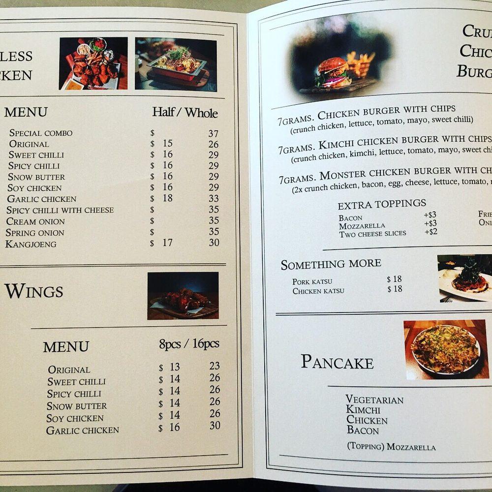 Menu at 7 Grams Restaurant, North Perth