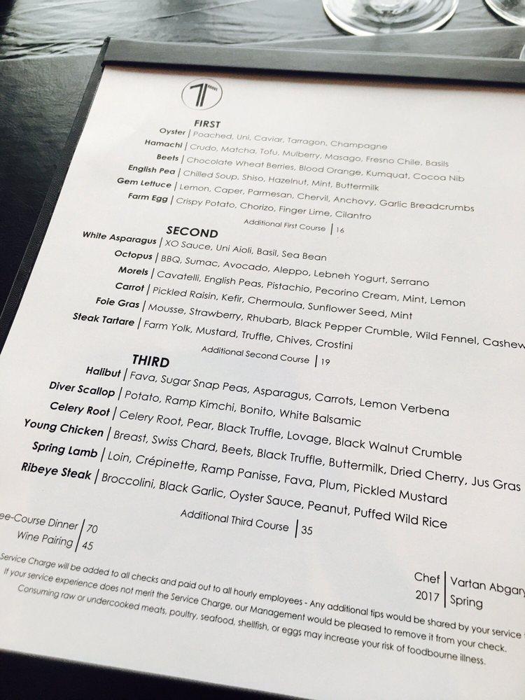 Menu at 71Above pub & bar, Los Angeles