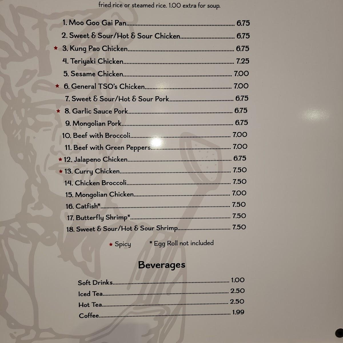 Carta del restaurante Asian Kitchen, Wichita Falls