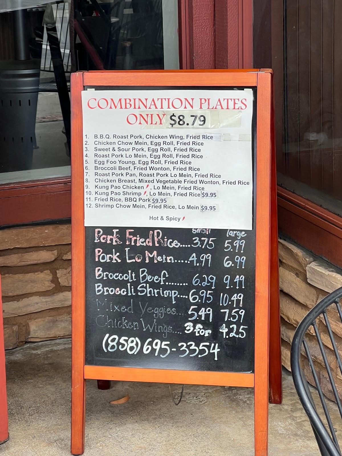 Menu at Chung Hing restaurant, San Diego