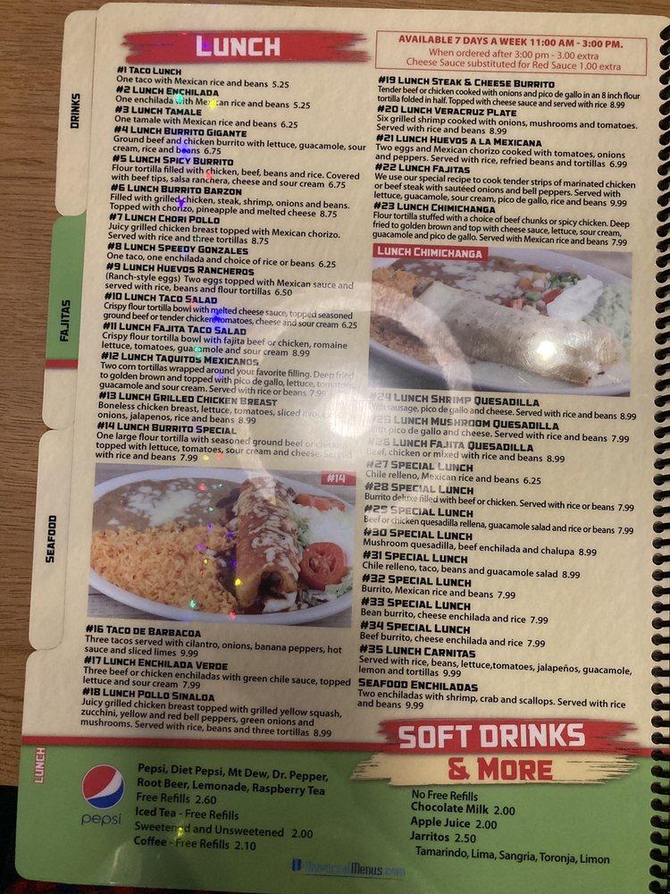 Menu at El Picante pub & bar, Lebanon