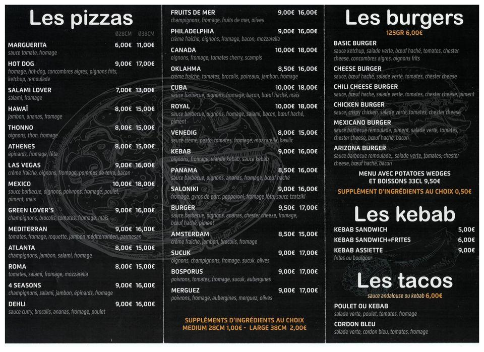 Menu at Hot Pizza Chicken restaurant, Sarreguemines