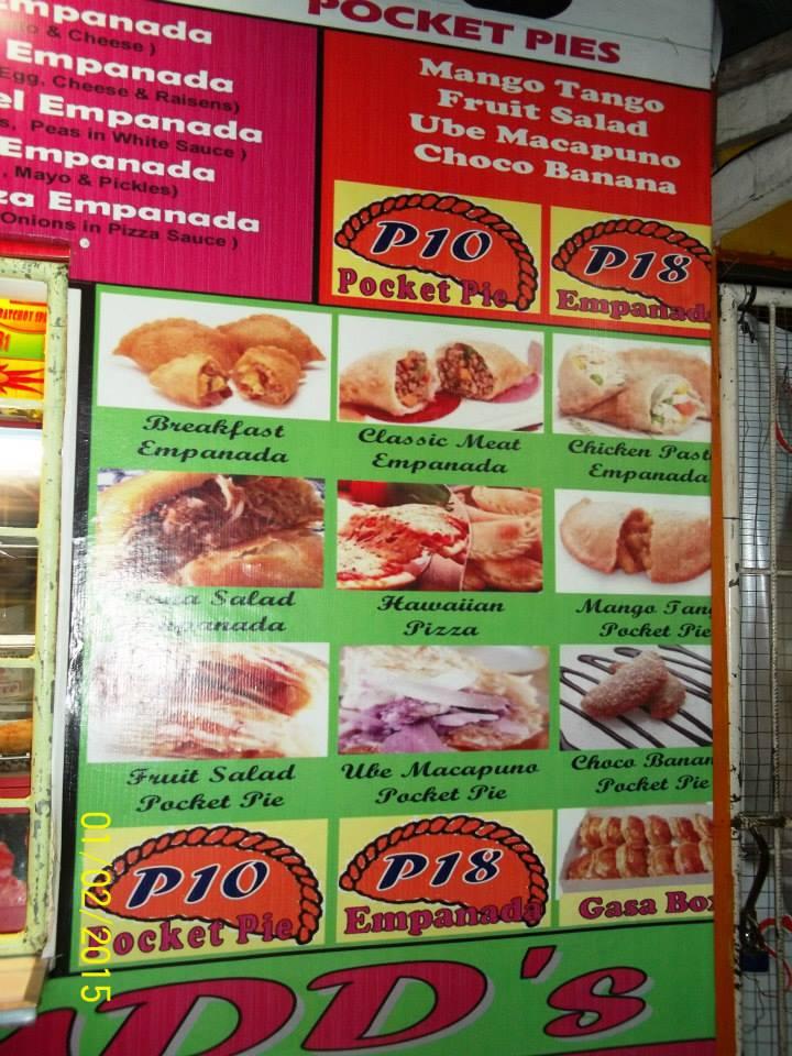 Menu at Judd's Empanada Express, Tagbilaran City