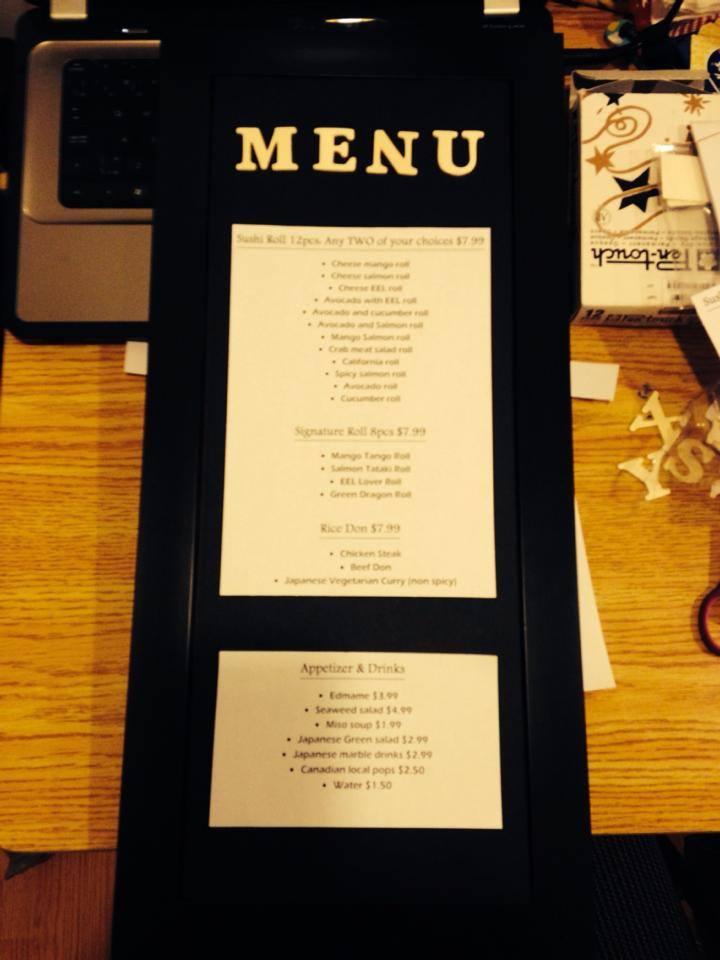 Menu at Rice House restaurant, Toronto