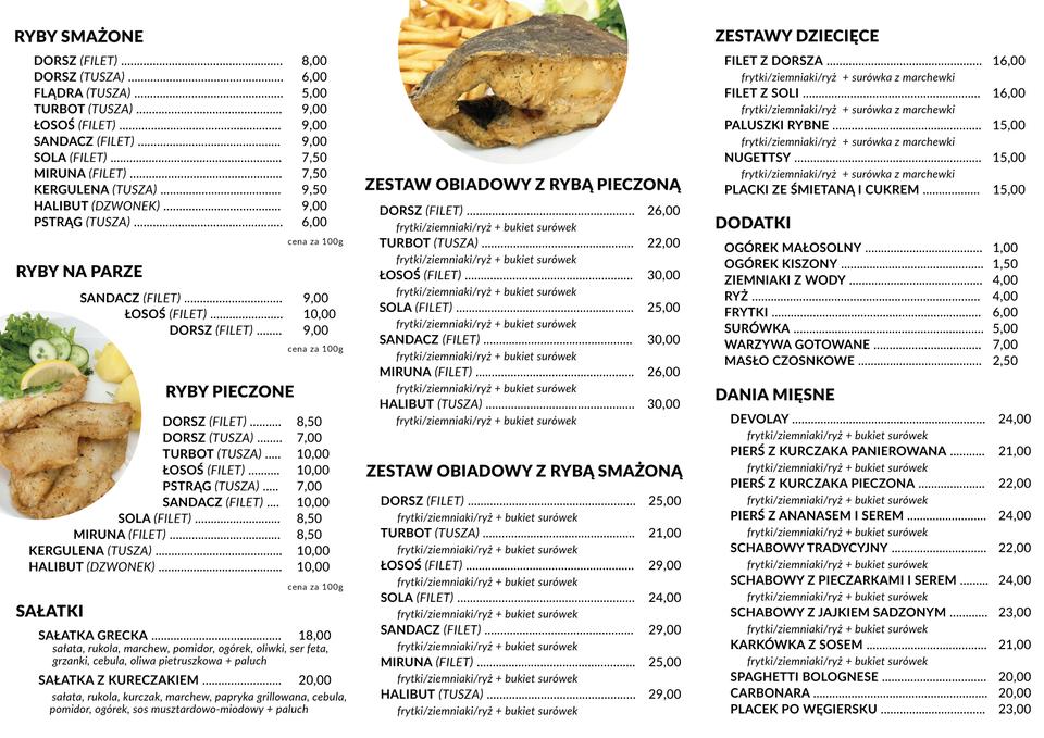Menu at Tawerna Bosman restaurant, Wladyslawowo