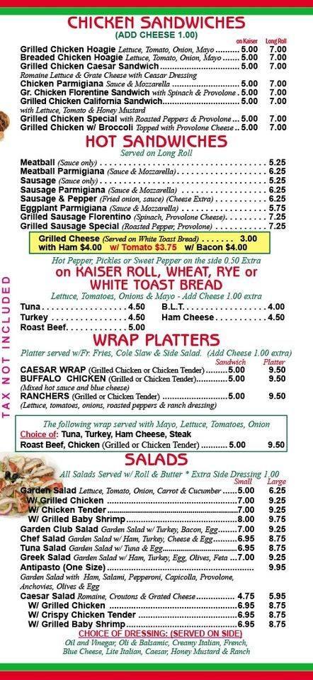 Menu at The Pizza Store pizzeria, Philadelphia, E Allegheny Ave