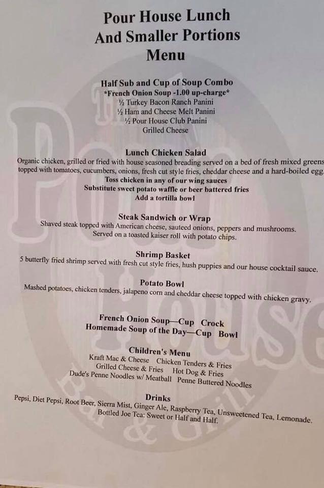 Menu at The Pour House Bar and Grill, Saint Marys
