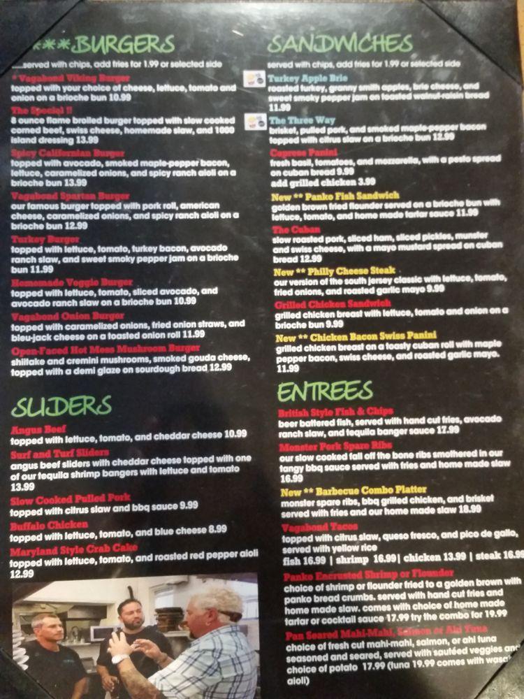 Menu at Vagabond Kitchen & Tap House pub & bar, Atlantic City