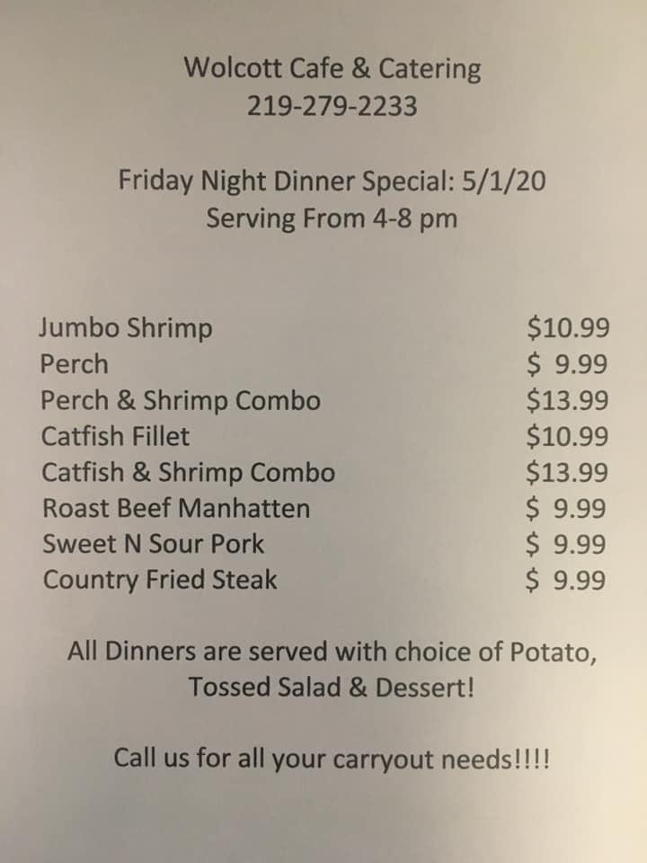 Menu at Wolcott Cafe & Catering, Wolcott