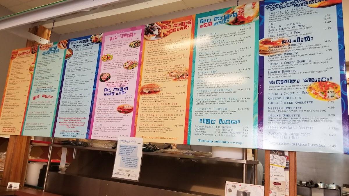 Menu at Worst Deli restaurant, Fredericksburg, International Pkwy STE 123