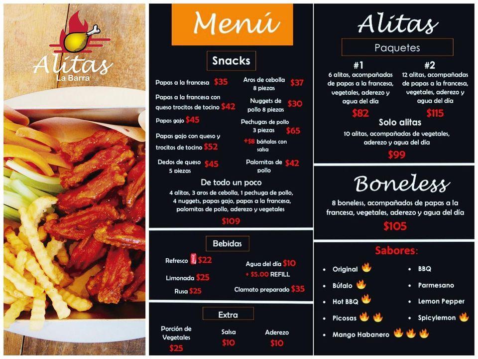 Menu at Alitas La Barra, Aguascalientes