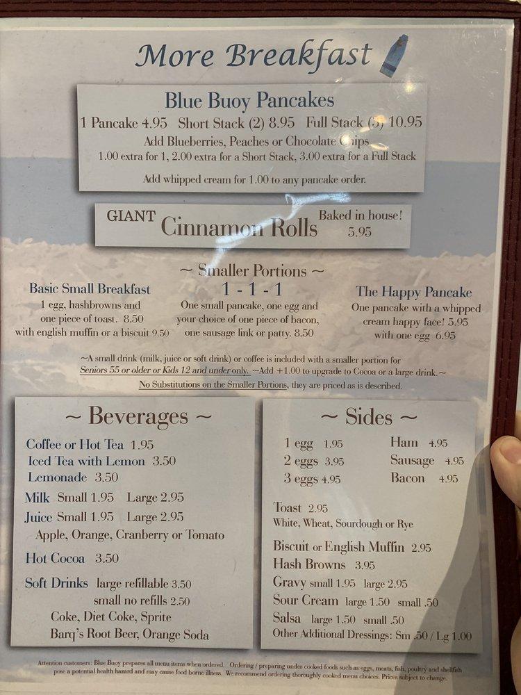 Menu at Blue Buoy restaurant, Westport
