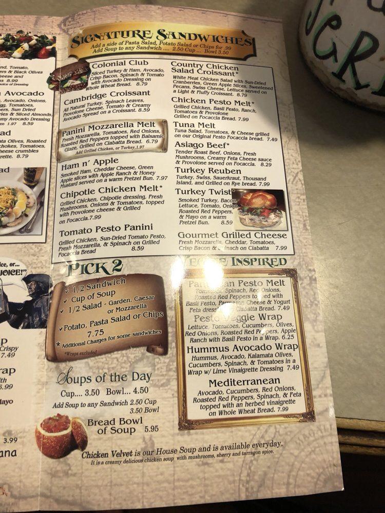 Carta del café Boston Coffeehouse, DeLand