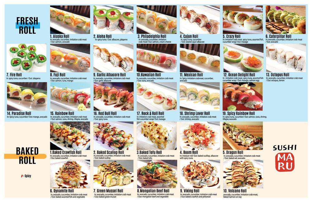 Menu at Sushi Maru Seafood restaurant, Claremont