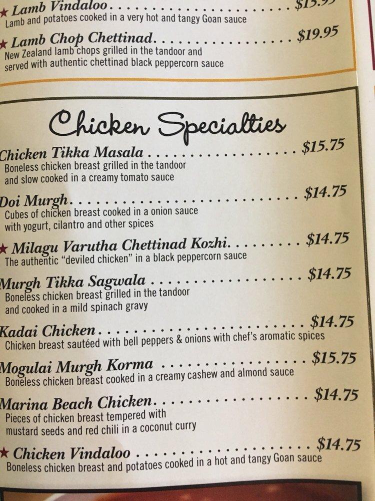 Carta del restaurante Tanjore Cuisine Of India, Fishkill