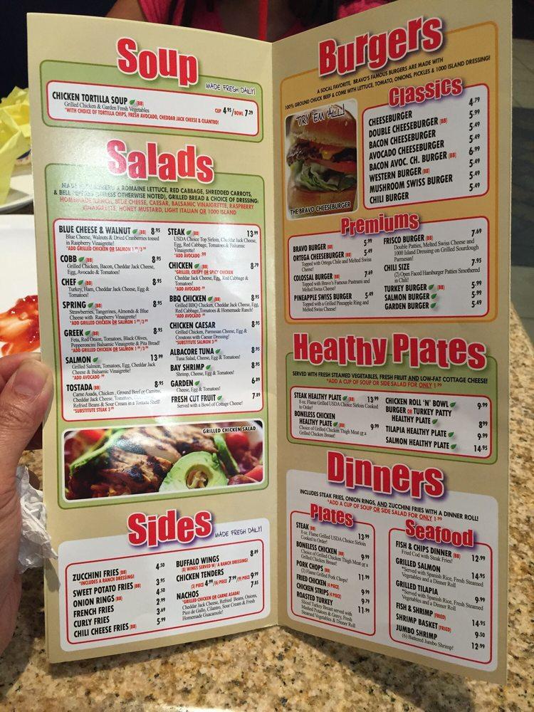 Menu at Bravos California Fresh restaurant, Mission Viejo
