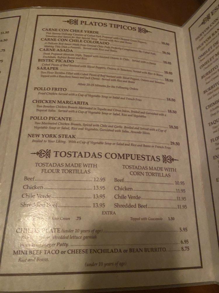 Menu at Mexicali Restaurants, Bakersfield, 631 18th St