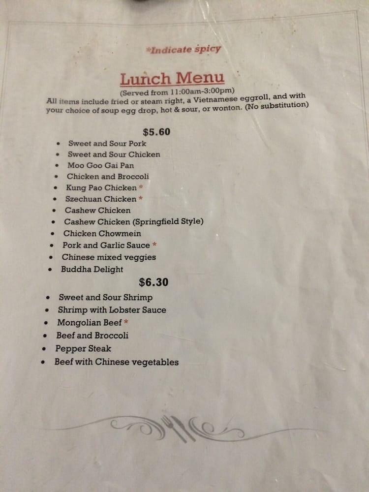 Menu at Orient Express 2 restaurant, Bentonville