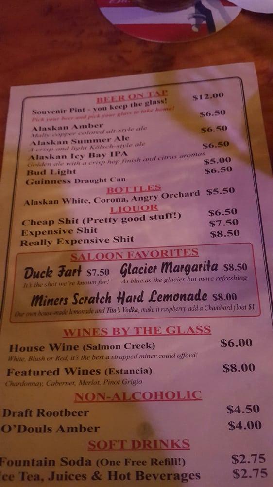 Menu at Red Dog Saloon pub & bar, Juneau