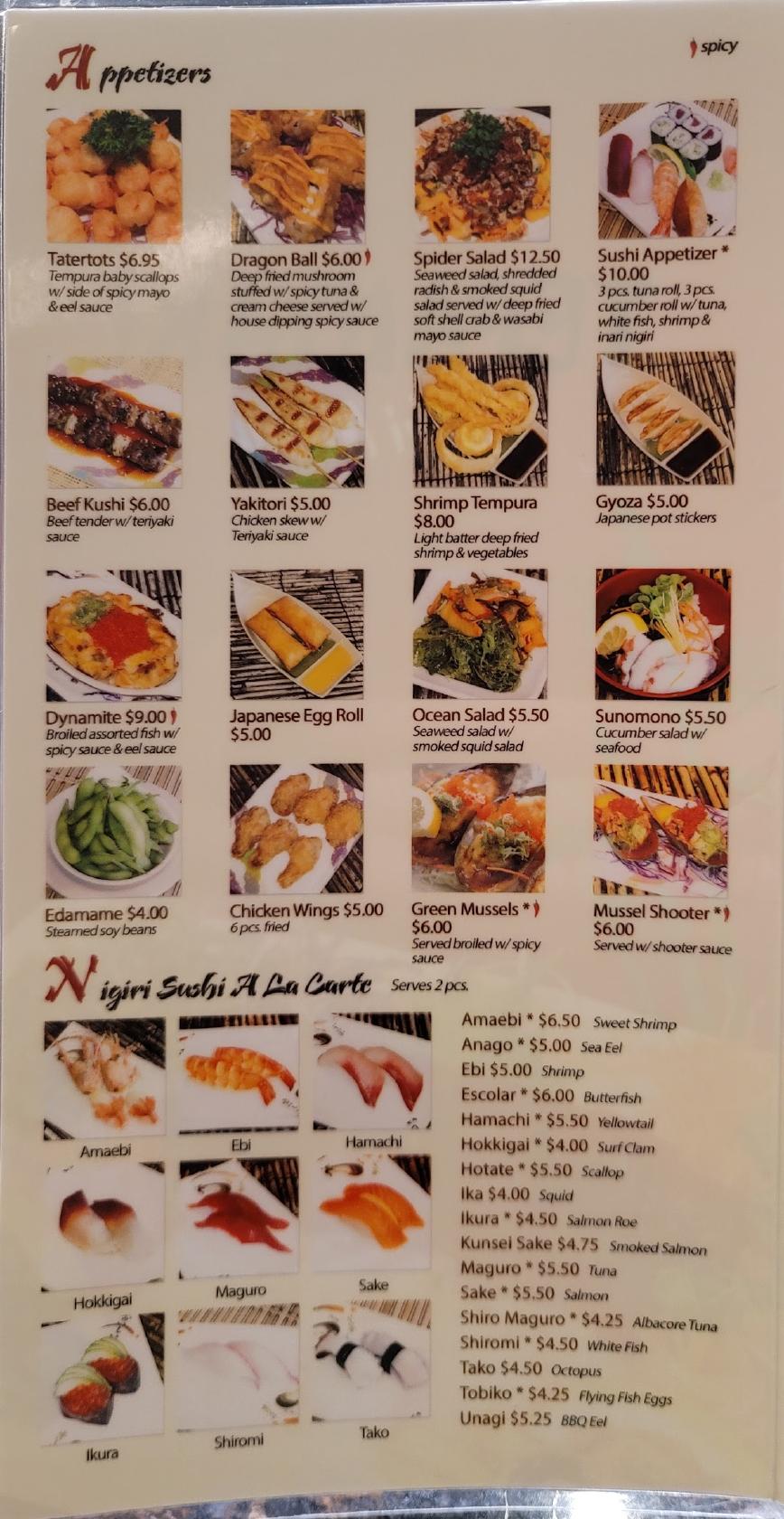Menu at Tepanyaki Japanese Steak House restaurant, West Jordan, S