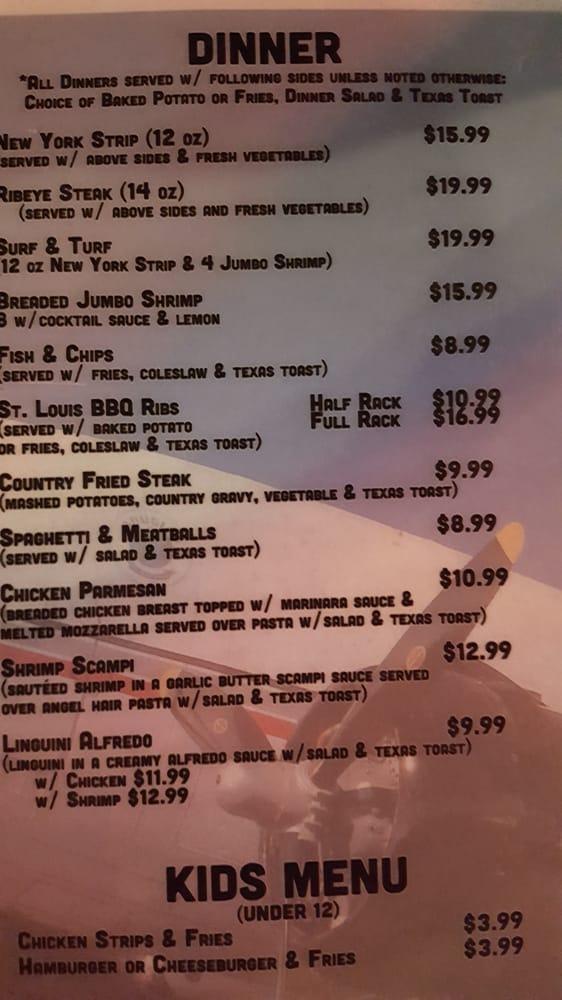 Menu at Bent Prop Saloon & Cookery pub & bar, Eloy