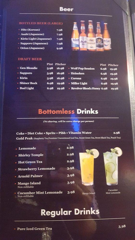 Menu at Gen Korean BBQ House, Frisco