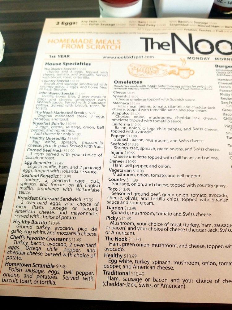 Menu at The Nook Breakfast Spot restaurant, Lomita