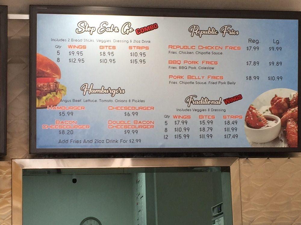 Menu at Wings Republic, San Diego