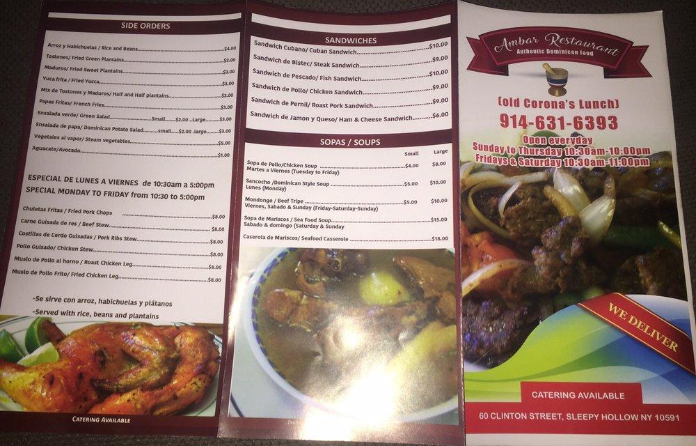 Menu at Ambar Restaurant, Sleepy Hollow